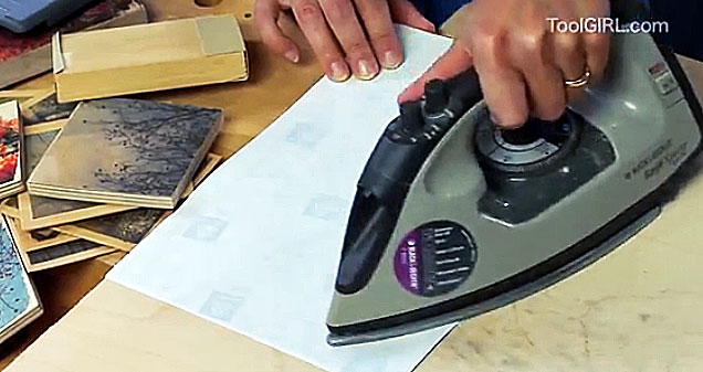 Woman Irons Paper On Top Of This Piece Of Wood. When She Lifts The Iron ...