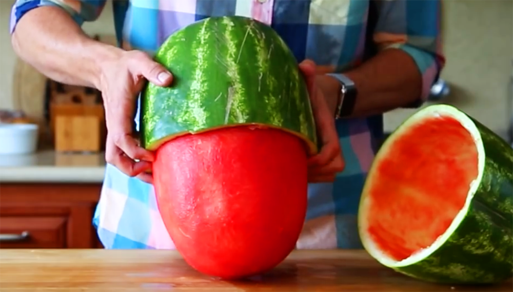 This Guy Begins Skinning THIS Watermelon In a Weird Way. The End Result ...