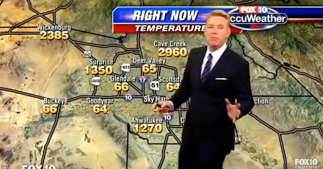 During His Weather Report The Map Gets Completely Messed Up.
